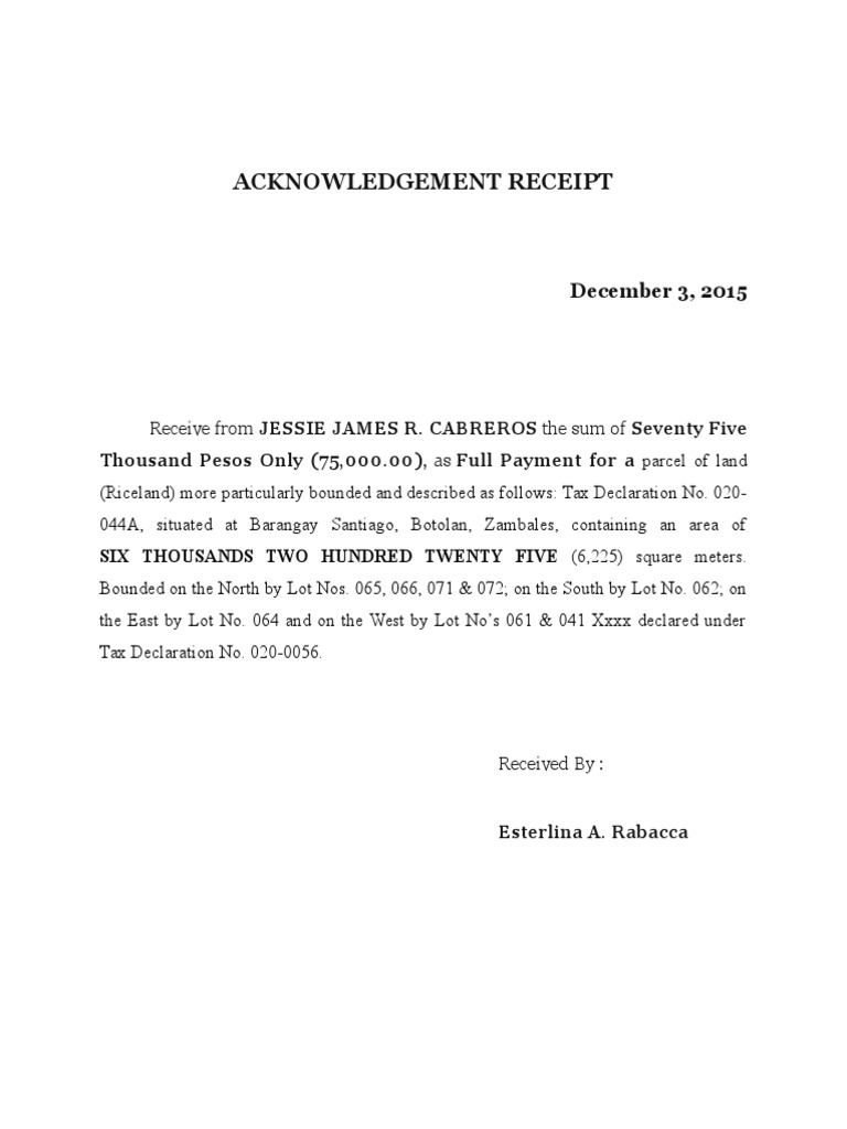 Acknowledgement Receipt | PDF