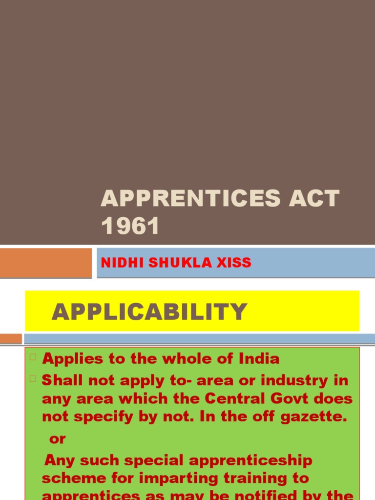 Apprentices Act 1961 Overview | PDF | Apprenticeship | Vocational Education