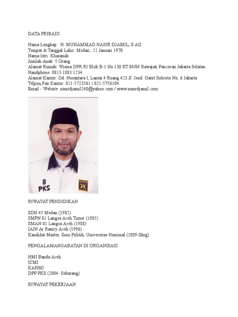 Biografi H. Muhammad Nasir Djamil | PDF | Ilmu Sosial | Perjalanan