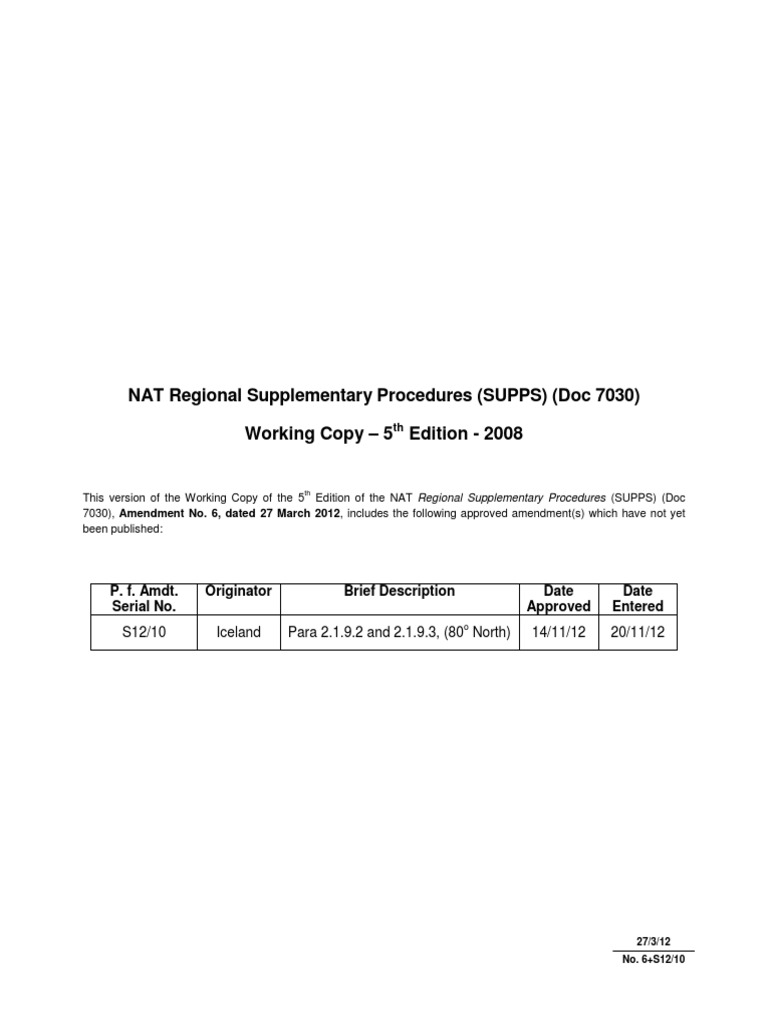 NAT Regional Supplementary Procedures | PDF | Transponder (Aeronautics ...