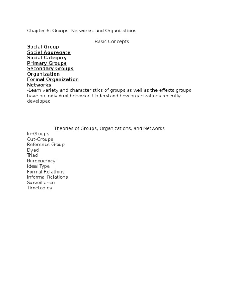 Social Group Social Aggregate Social Category Primary Groups Secondary ...