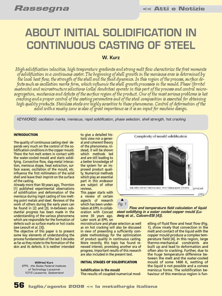 Initial Solidification in Continuous Casting | PDF | Casting ...