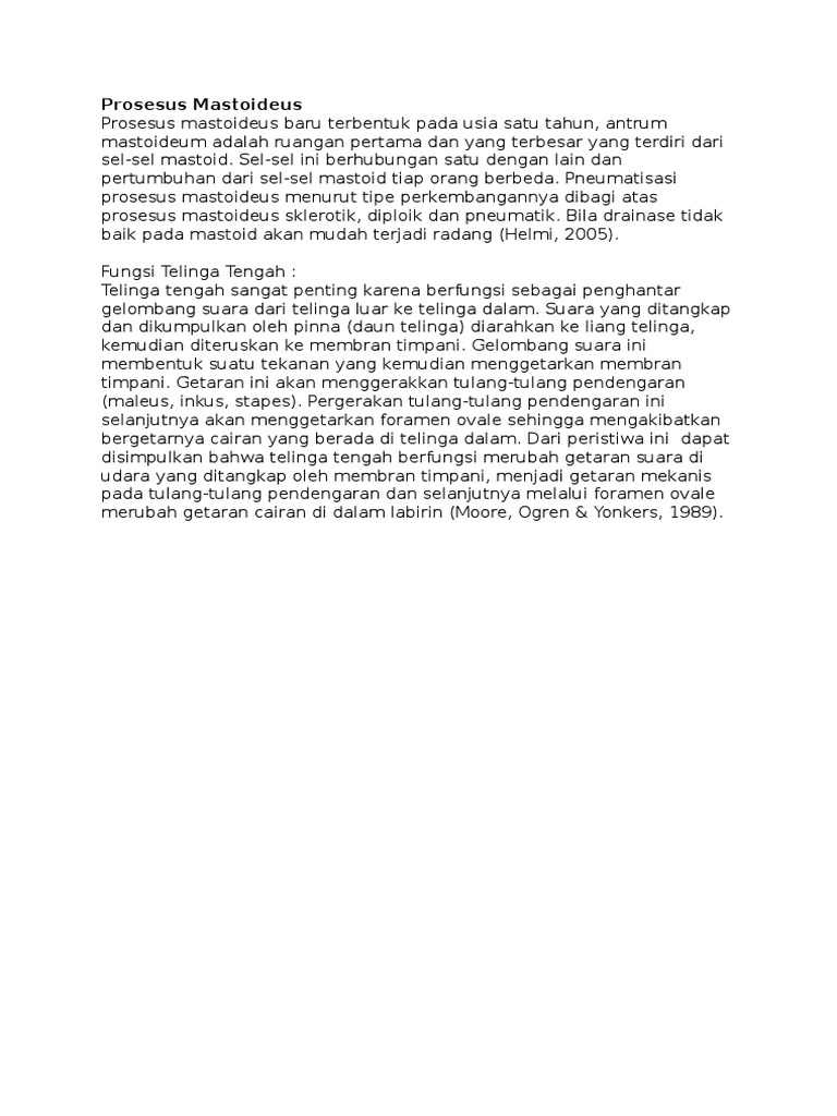 Prosesus Mastoideus | PDF