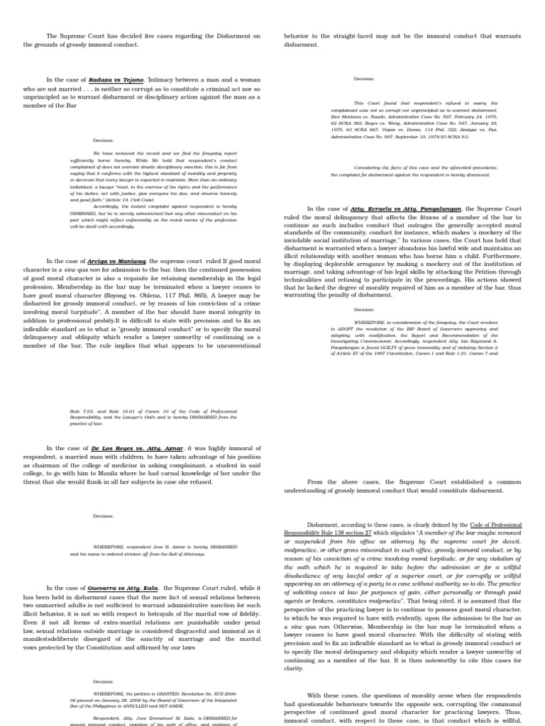 Case Synthesis Legal Research 1 | Disbarment | Lawyer