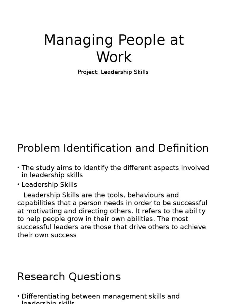 Managing People at Work: Project: Leadership Skills | PDF