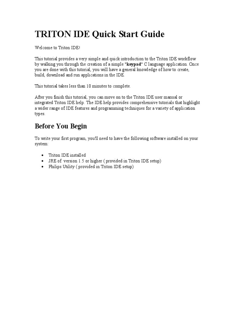 Triton I de Quick Start | PDF | Integrated Development Environment | Debugging