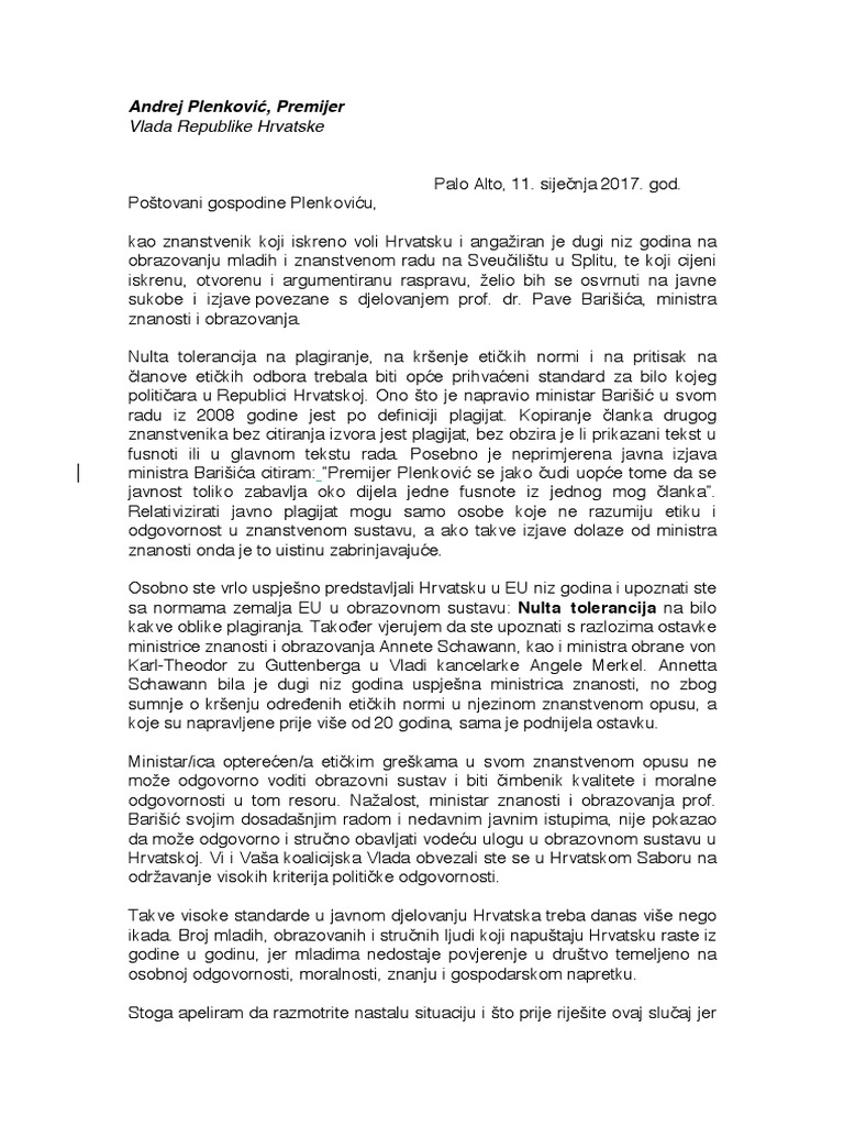 Ivan Dikic Javno Pismo | PDF