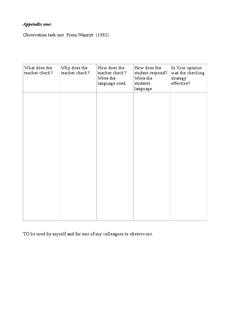 Observation Tasks | PDF | Career & Growth