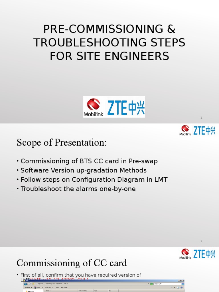 Pre Commissioning Steps of ZTE SDR | PDF | System Software | Computing