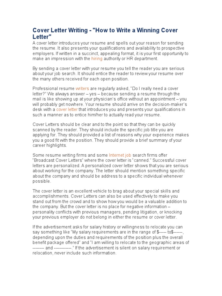 Informal Cover Letter Guide PDF | PDF