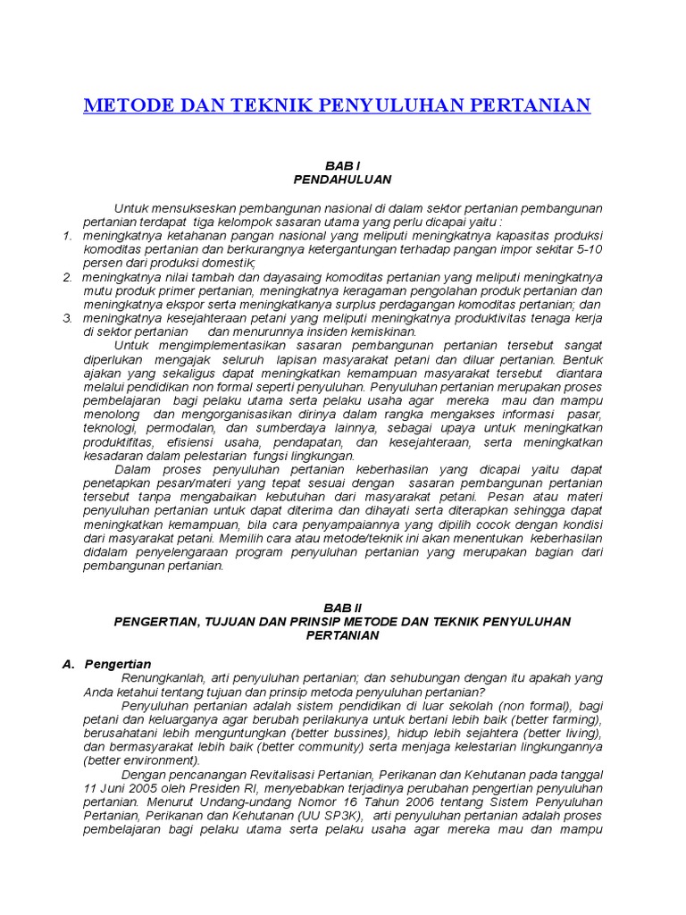 Metode Dan Teknik Penyuluhan Pertanian | PDF