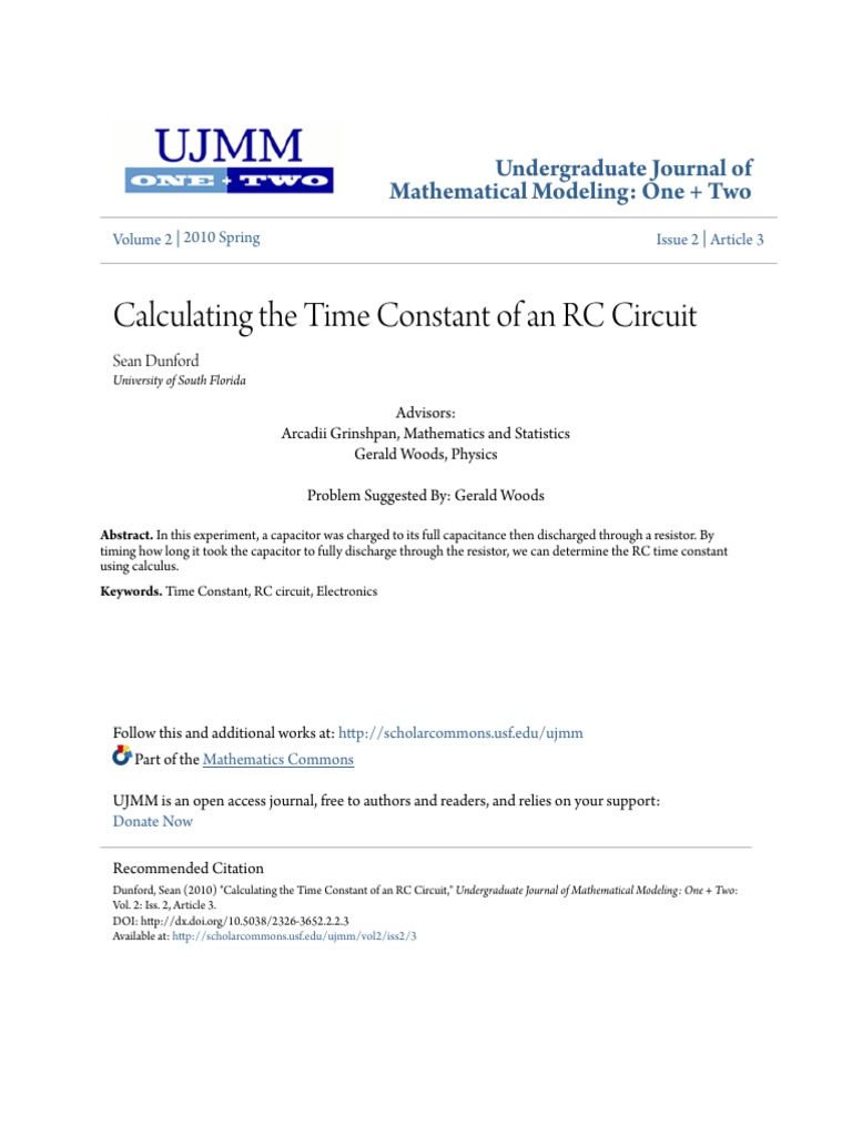 Calculating The Time Constant of An RC Circuit | PDF | Capacitor ...