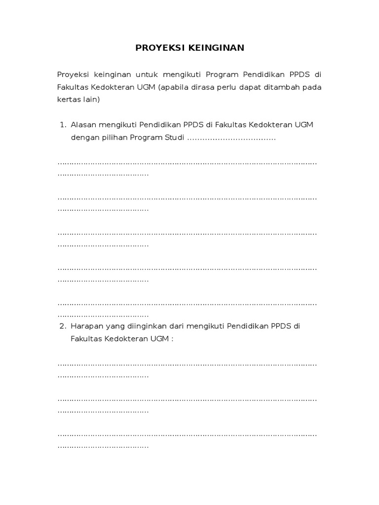 Form Proyeksi Keinginan | PDF