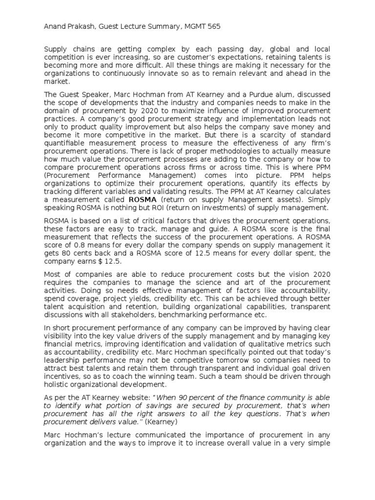 ROSMA | PDF | Procurement | Return On Investment