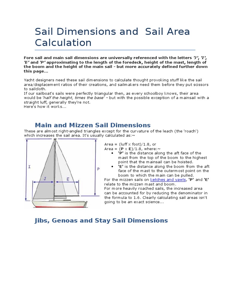 Sail Area Calculation Guide | PDF | Sail | Sailboats