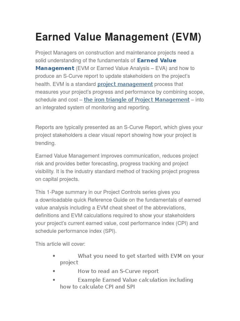 Earned Value Management | PDF | Business | Economies