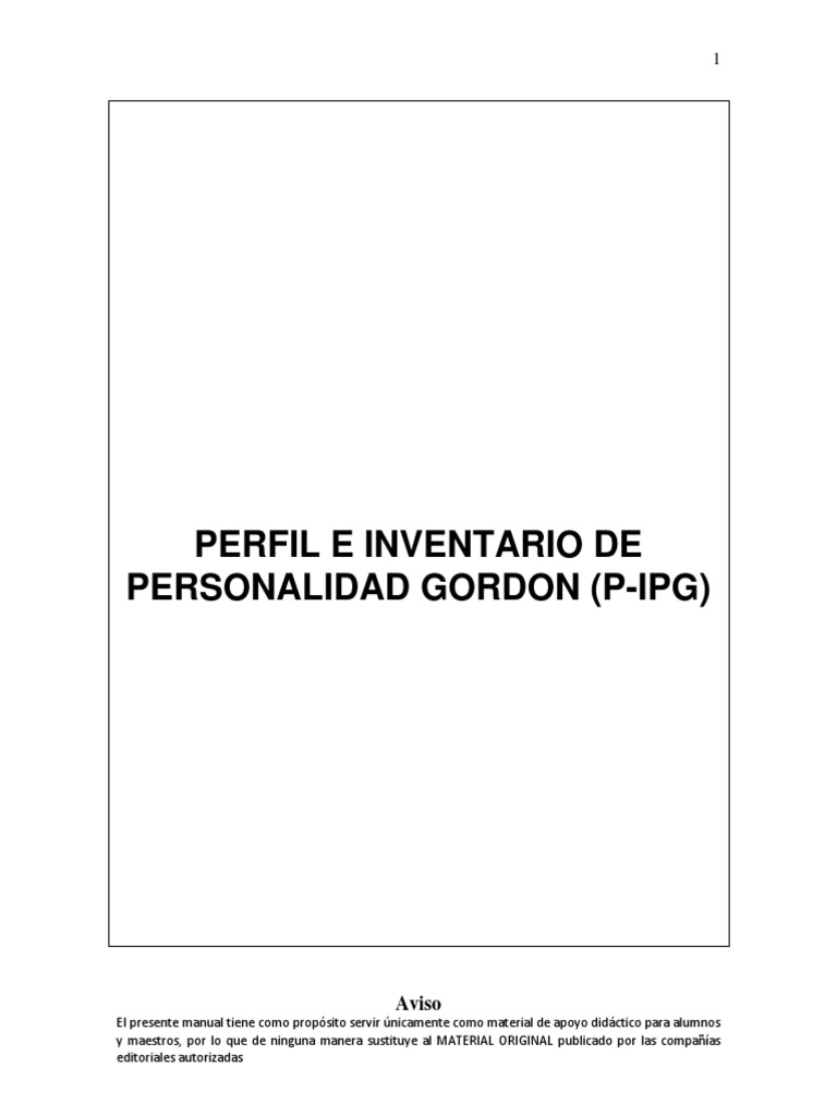 Manual del Perfil e Inventario de Personalidad Gordon | PDF | Toma de ...