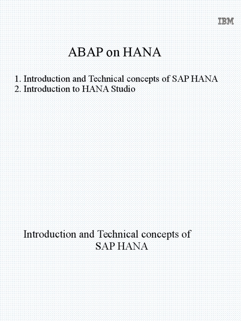 Introduction To SAP HANA | PDF | Information Retrieval | Application Software