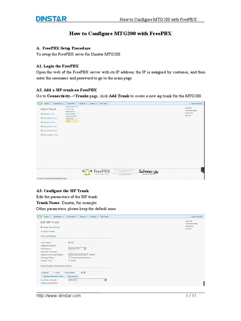 T0021 HowtoConfigureMTG200withFreePBX | PDF | Session Initiation Protocol | Ip Address