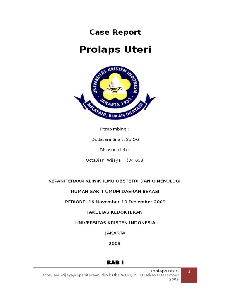 Klasifikasi dan Etiologi Prolaps Uteri | PDF