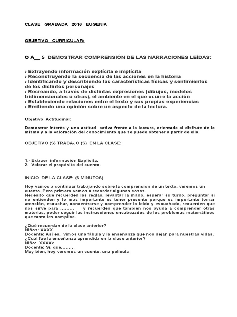 Clase Grabada 2016 | PDF | Lectura (proceso) | Cuentos