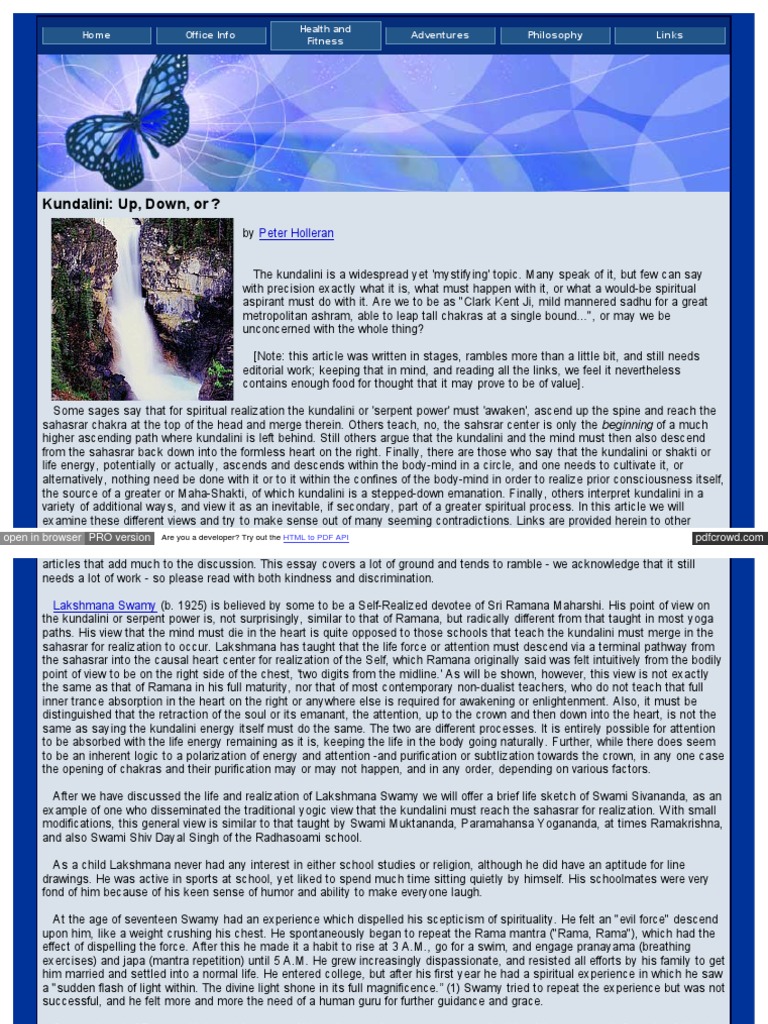 Kundalini-Up or Dow? by Peter Holleran | PDF | Kundalini | Ramana Maharshi
