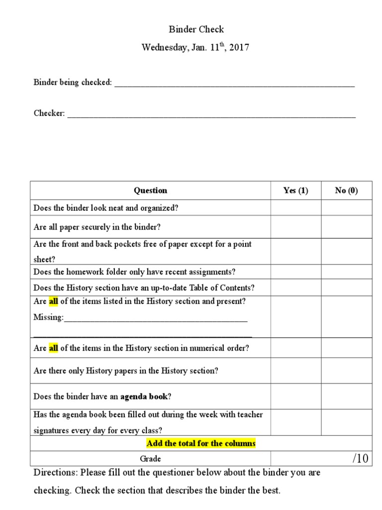 Binder Check | PDF