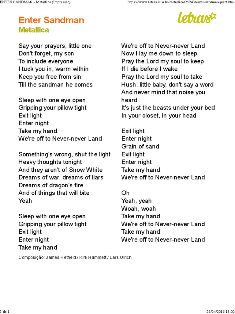 Enter Sandman - Metallica | PDF
