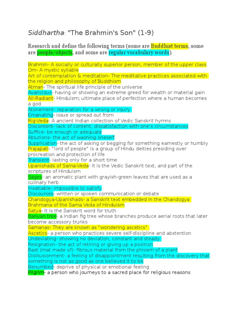 Brahmin Siddhartha: Key Concepts Explained | PDF