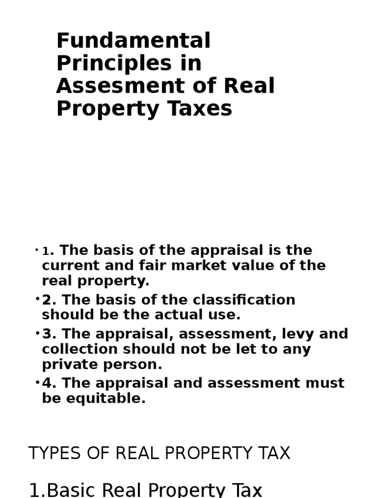 Fundamental Principles in Assesment of Real Property Taxes | PDF ...