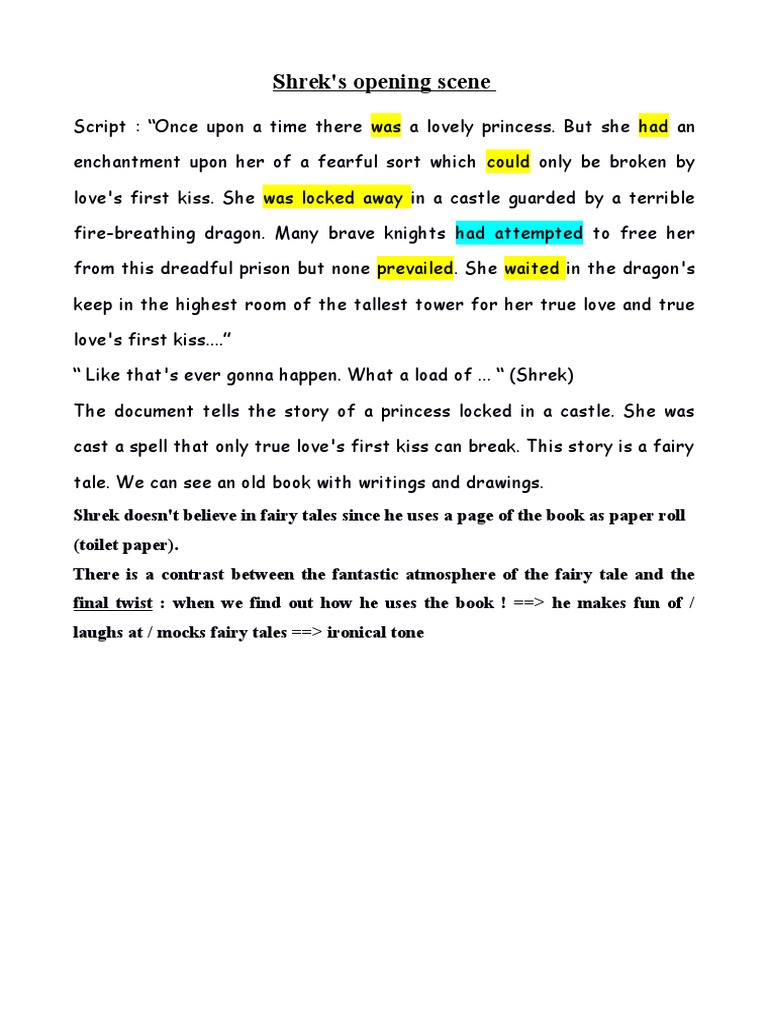 Trace Écrite Opening Scene Shrek | PDF