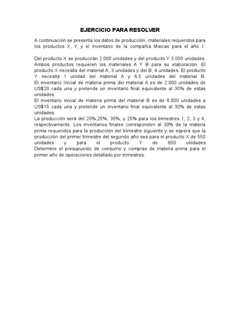 Ejercicio para Resolver | PDF