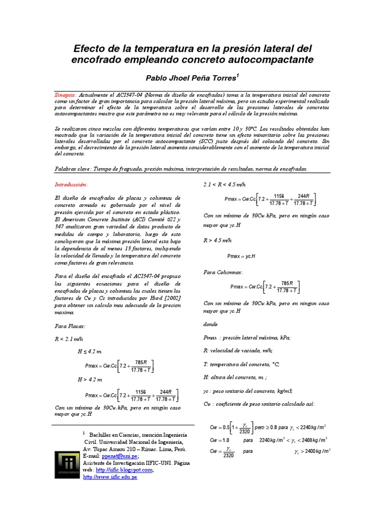ACI 347 04 Traducido PDF | PDF | Hormigón | Cemento