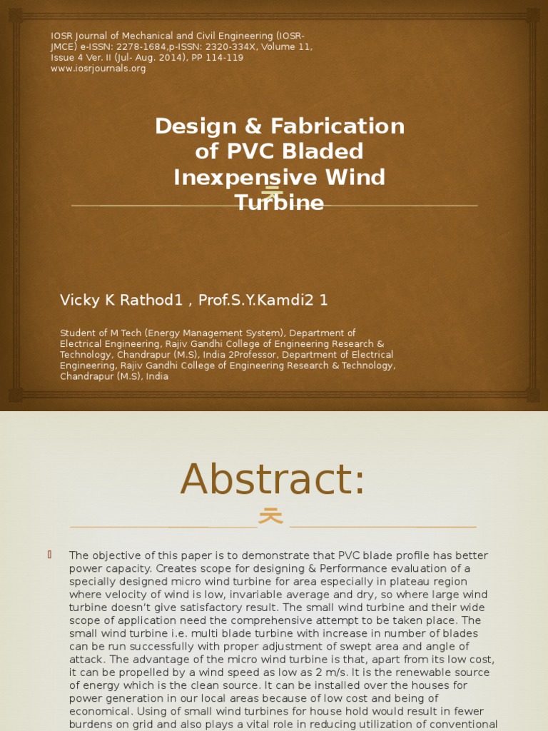 PVC Bladed Wind Turbine | PDF | Wind Power | Wind Turbine