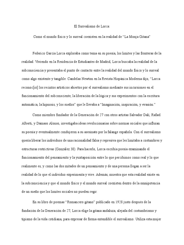 Lorca - La Monja Gitana | PDF | Federico García Lorca | Surrealismo