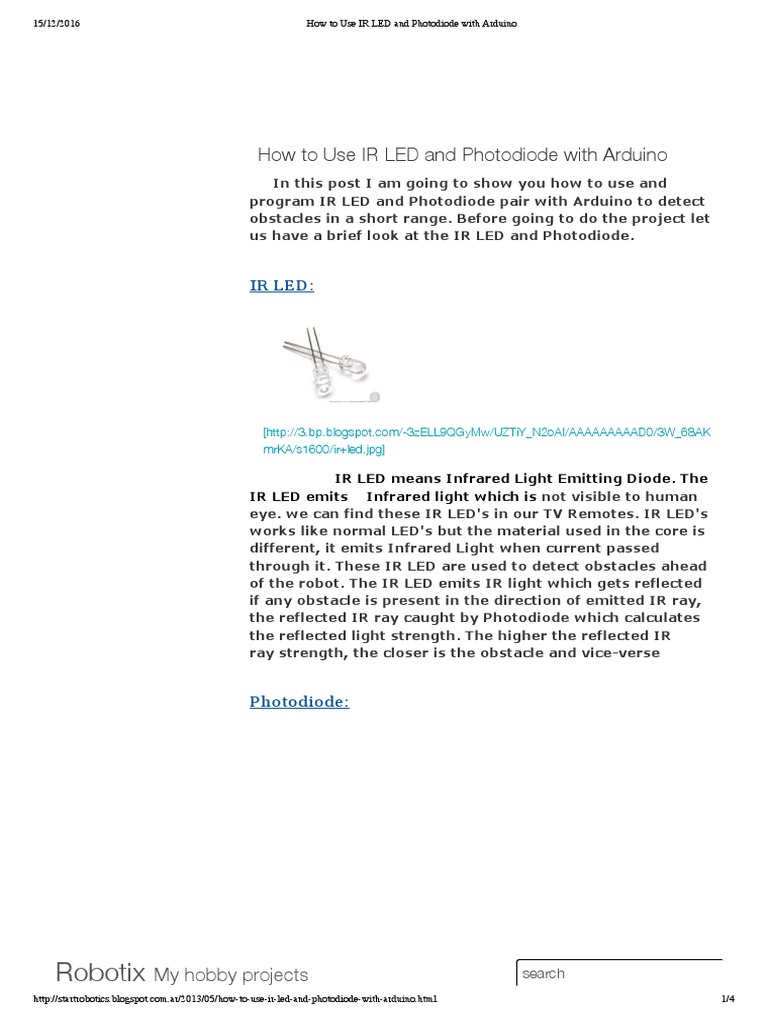 How To Use IR LED and Photodiode With Arduino | PDF | Infrared | Light ...