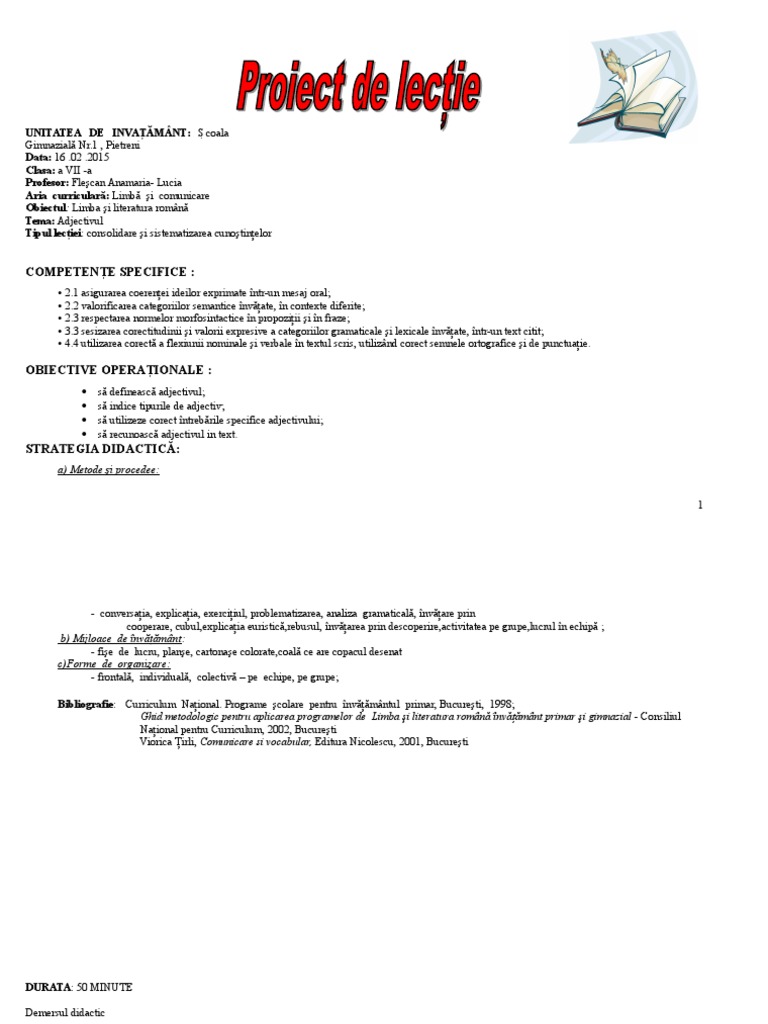 Clasa A 7 A - Adjectivul | PDF