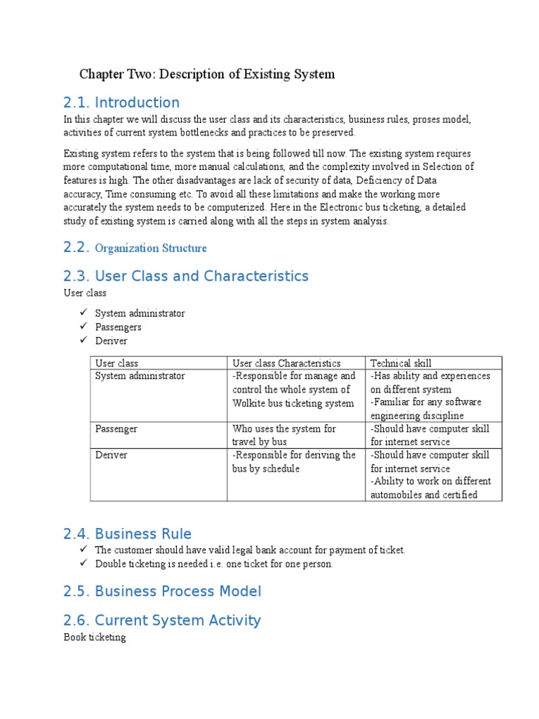 Chapter Two: Description of Existing System: Organization Structure ...