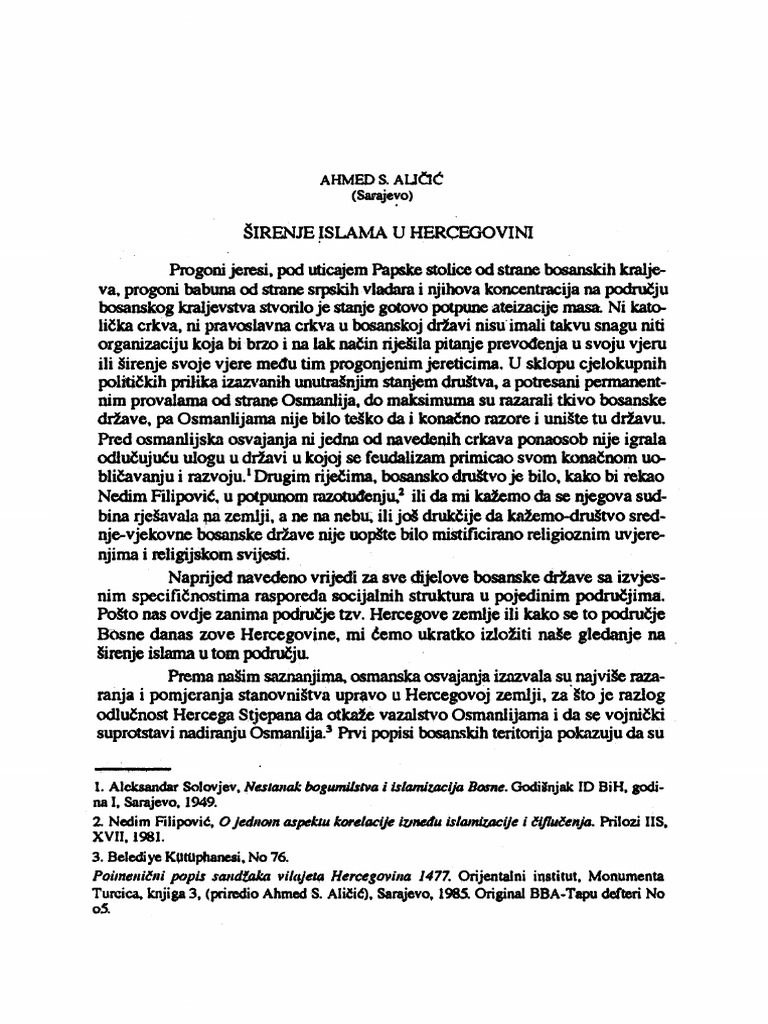 Ahmed Alicic - Sirenje Islama U Hercegovini | PDF