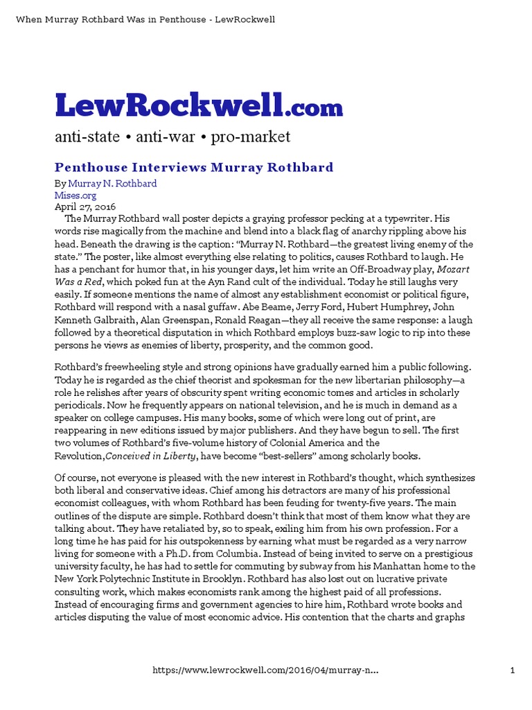 Lewrockwell: Anti-State - Anti-War - Pro-Market | PDF | Great ...