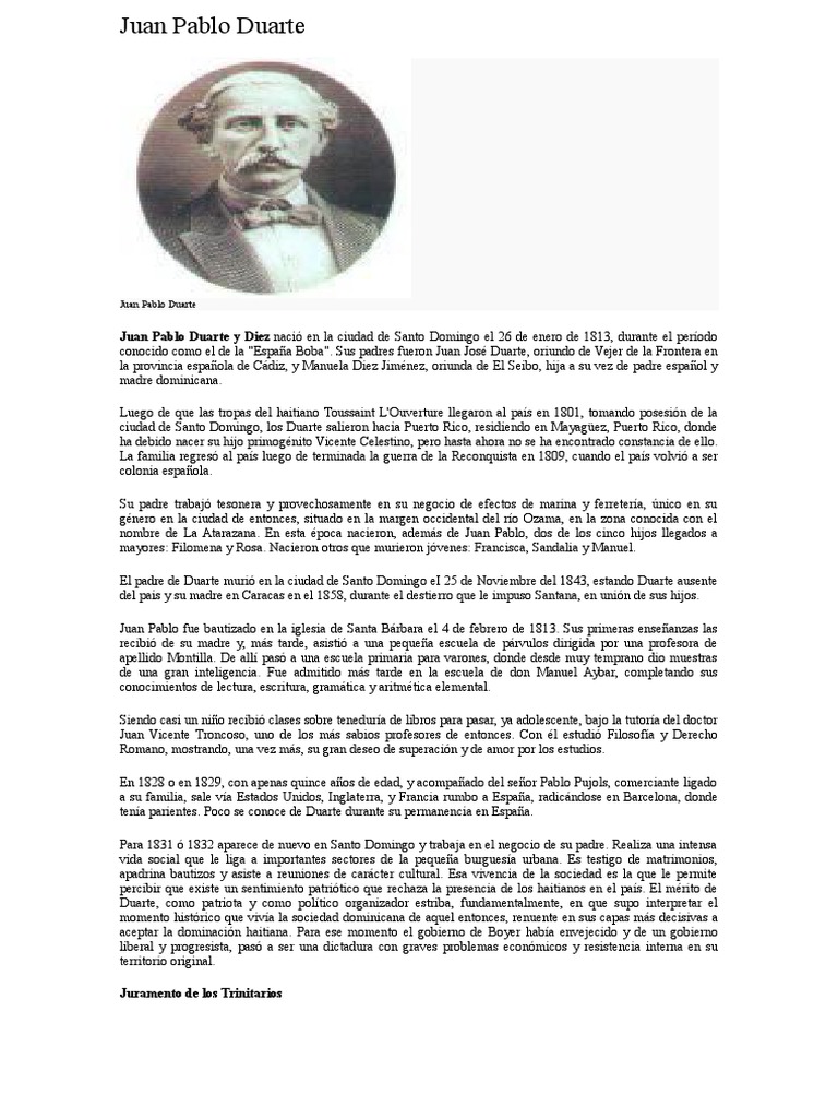Juan Pablo Duarte | PDF | República Dominicana | Política (general)