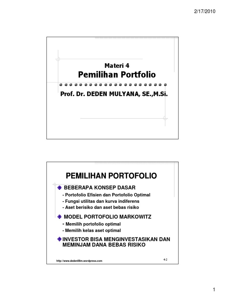 Pemilihan Portofolio Optimal | PDF