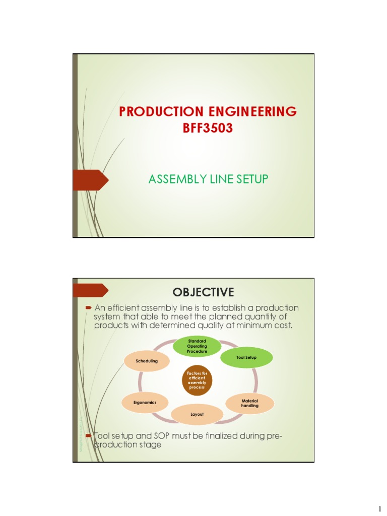 Production Engineering BFF3503: Assembly Line Setup | PDF | Industries ...
