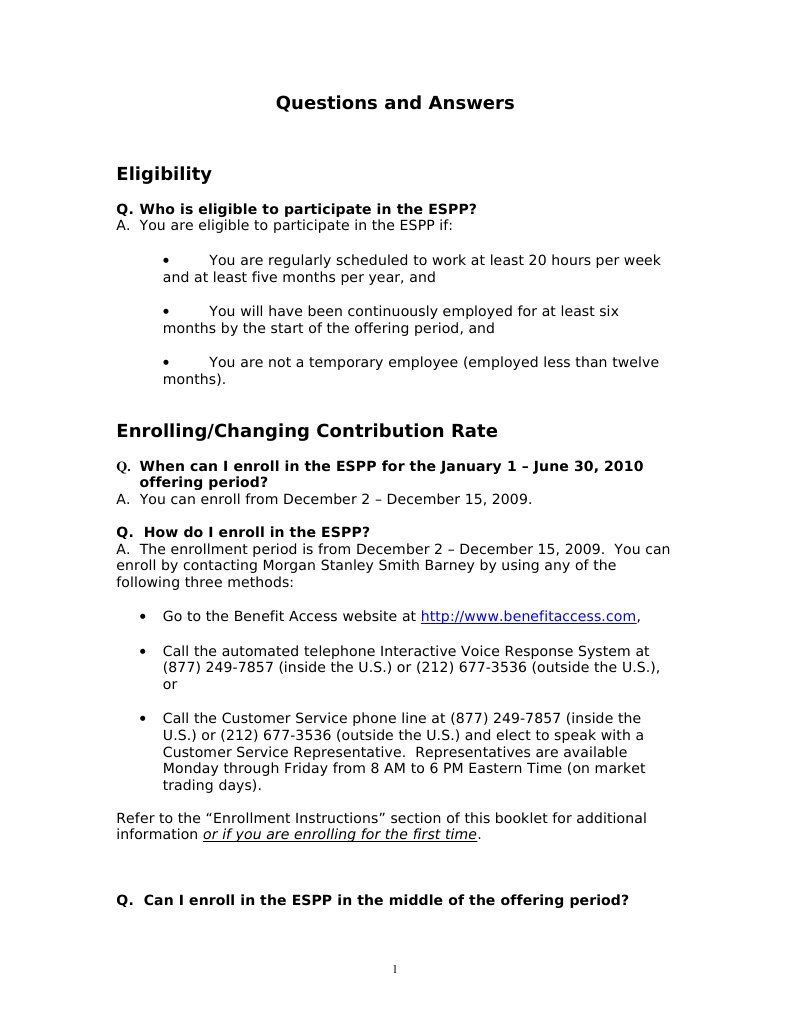ESPP Enrollment and Contribution Guide | PDF | Stocks | Payroll
