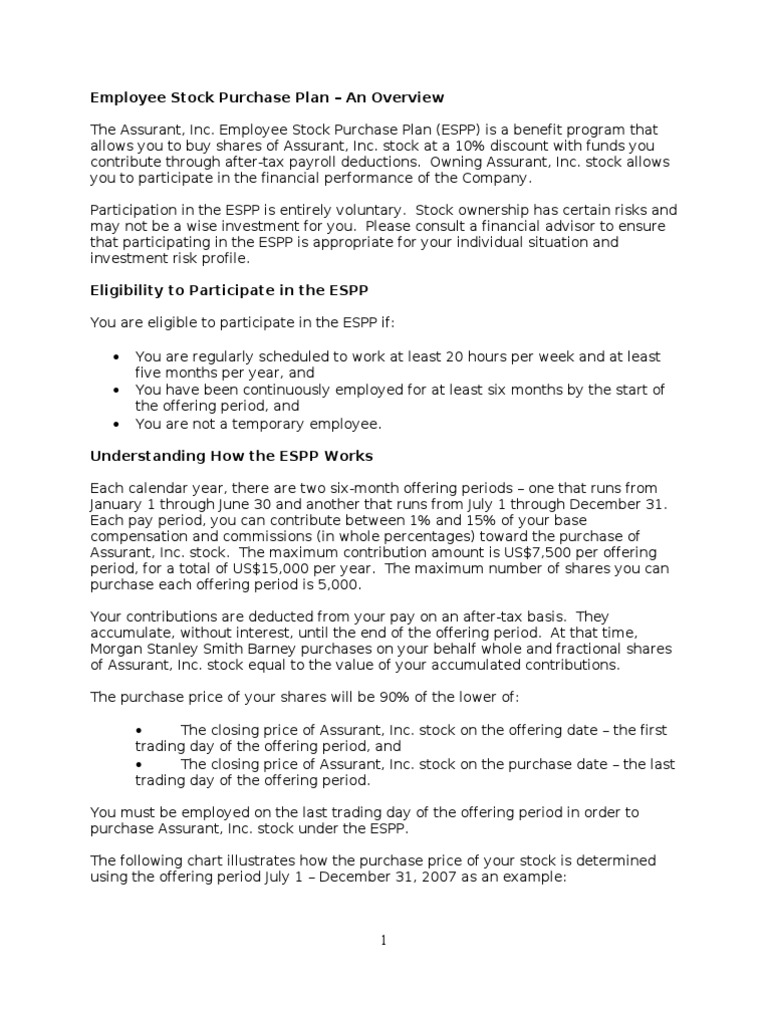 Employee Stock Purchase Plan - An Overview | PDF | Stocks | Dividend