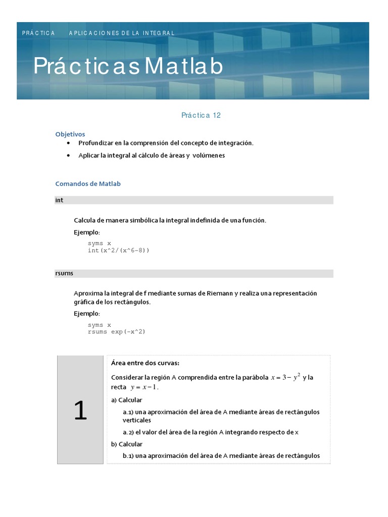 Area Entre Dos Curvas Con Matlab PDF | PDF | Integral | Curva Area Entre Dos Curvas Con Matlab PDF | PDF | Integral | Curva