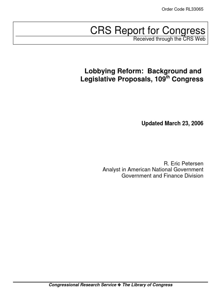Lobby, US Reform | PDF | Lobbying In The United States | United States ...