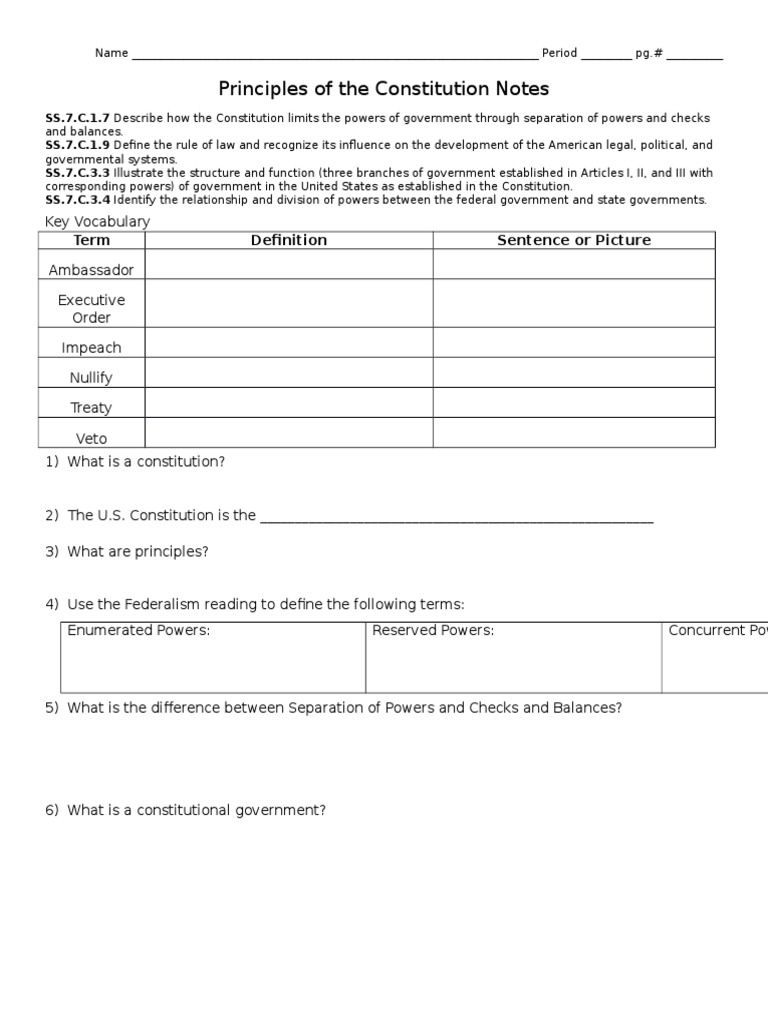 Principles of Gov Guided Notes | PDF | Federal Government Of The United ...