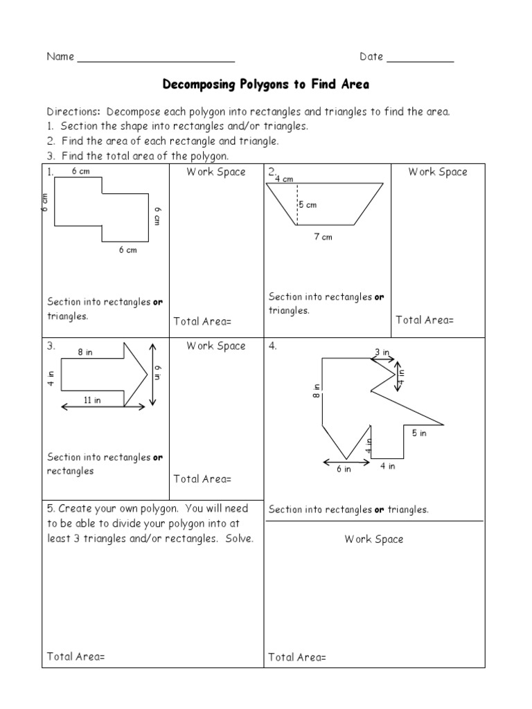 Decomposing To Find Area Practice | PDF