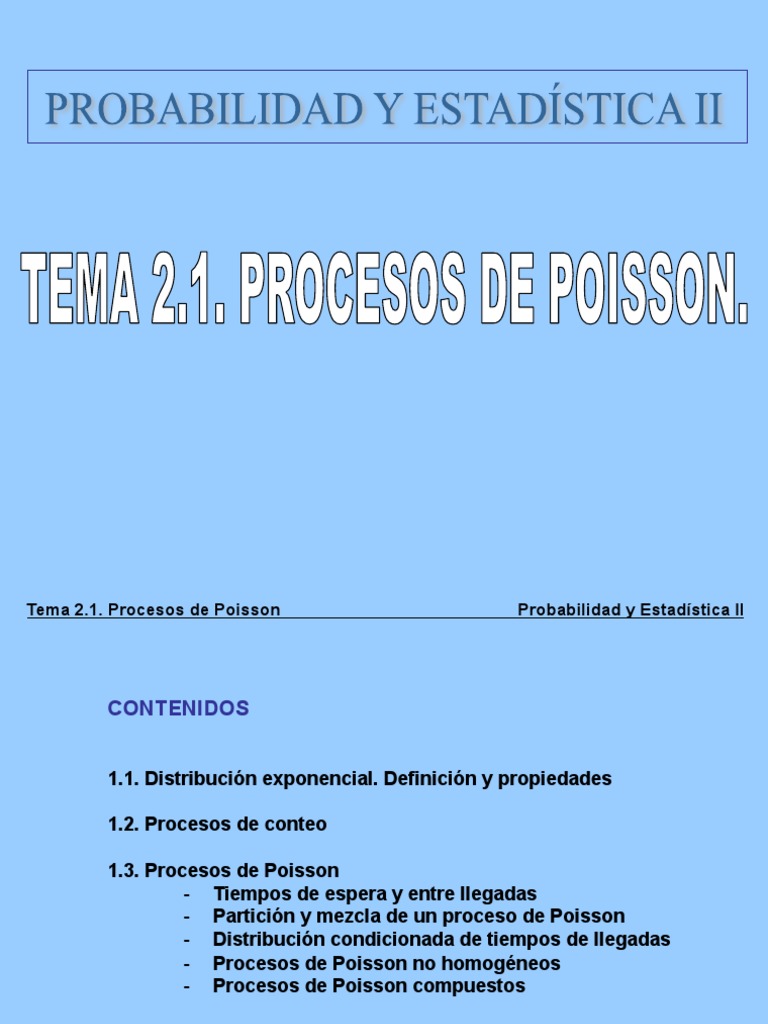 2.1 Procesos de Poisson